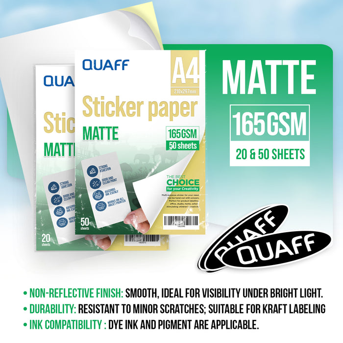 QUAFF Sticker Paper 165GSM A4 Matte & Glossy