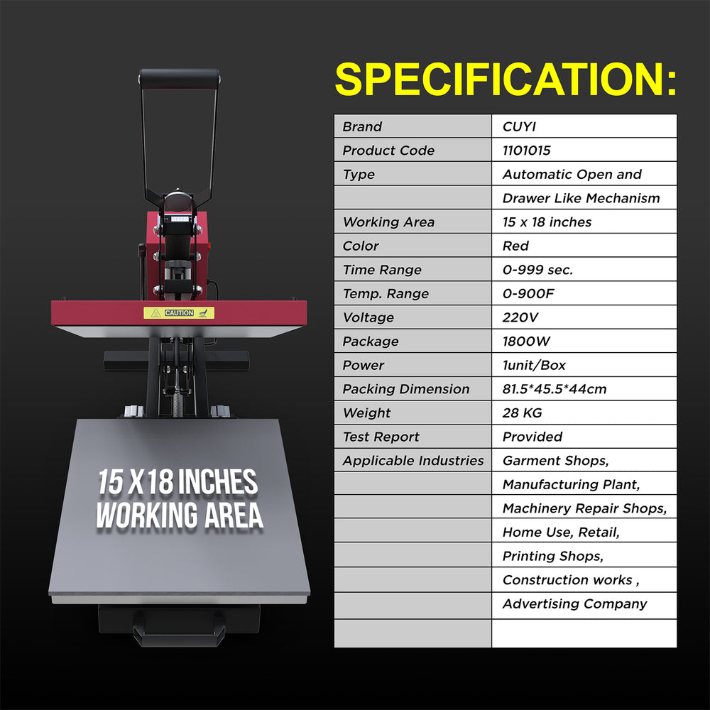 CUYI Auto-Open A3 Heat Press Machine Drawer Type