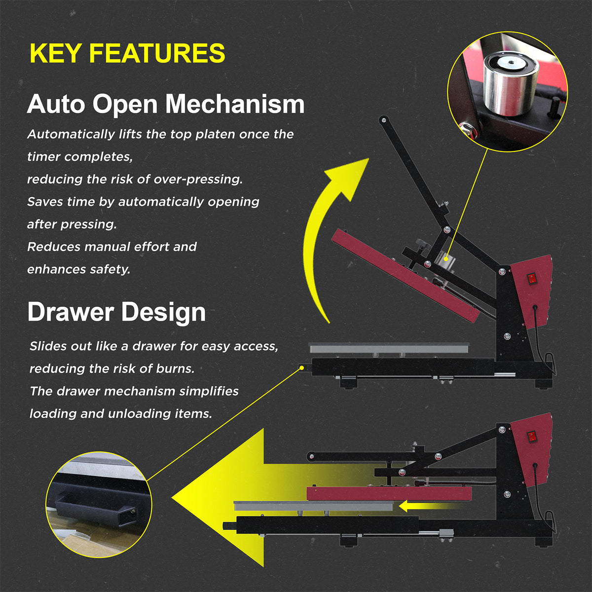 A4 CUYI Auto Open Heat Press Machine Drawer Type