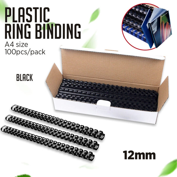 Plastic Ring Binding Black A4 Size Spring Binder 100pcs Per Pack 10 Mm
