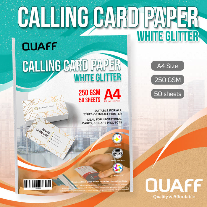 Calling Card Paper White Glitter