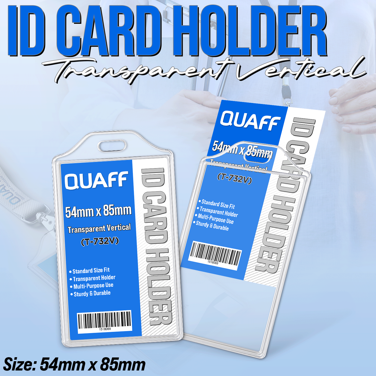 Clear ID Card Holder Vertical T-732V ID Sleeve ID Protector 54x85mm (1