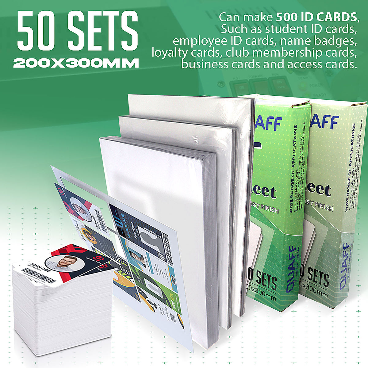 Quaff PVC and PET Card SHEET