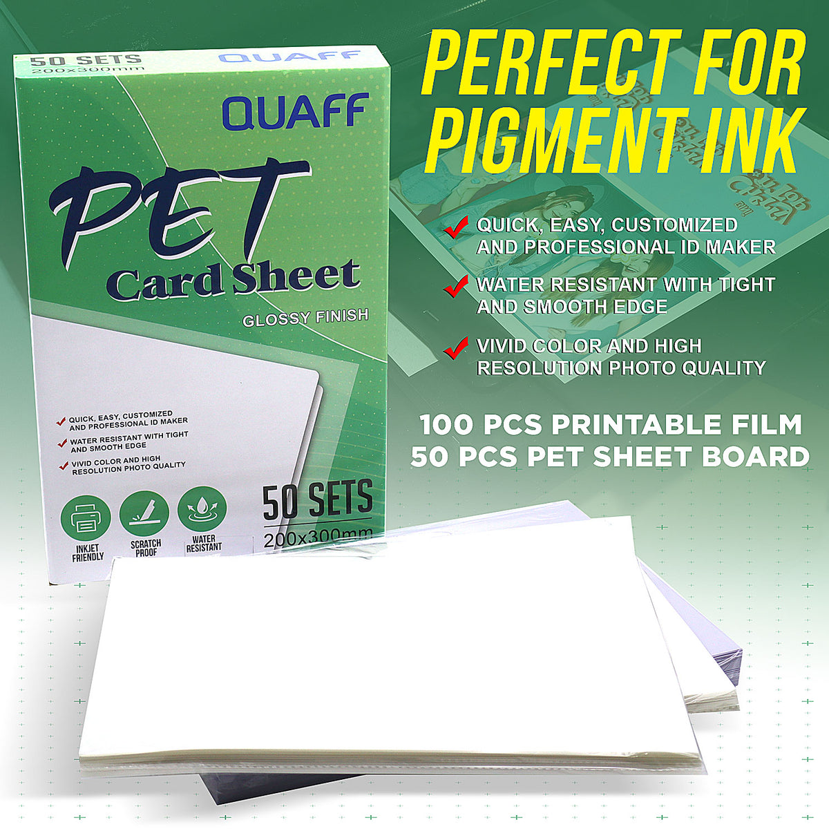 Quaff PVC and PET Card SHEET