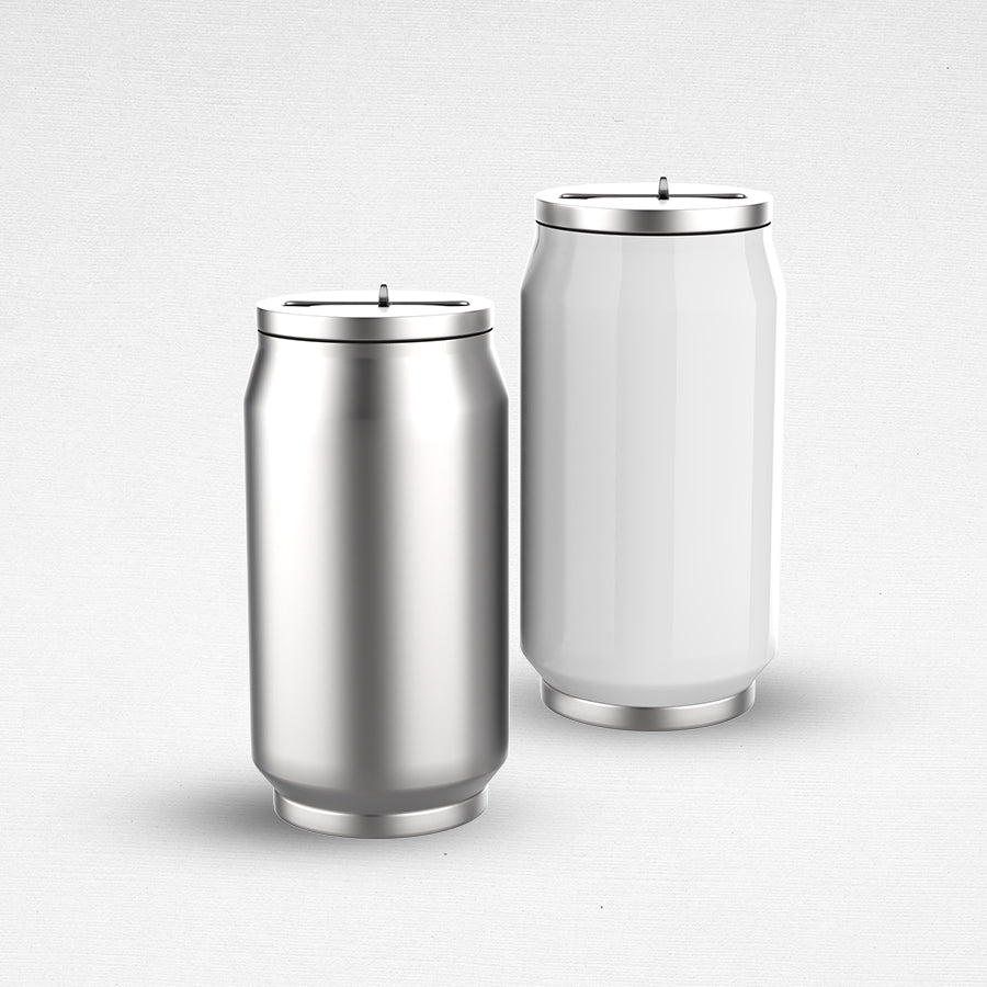 Quaff 280ml Coke Mug With Straw Sublimation Coated Stainless White Sil