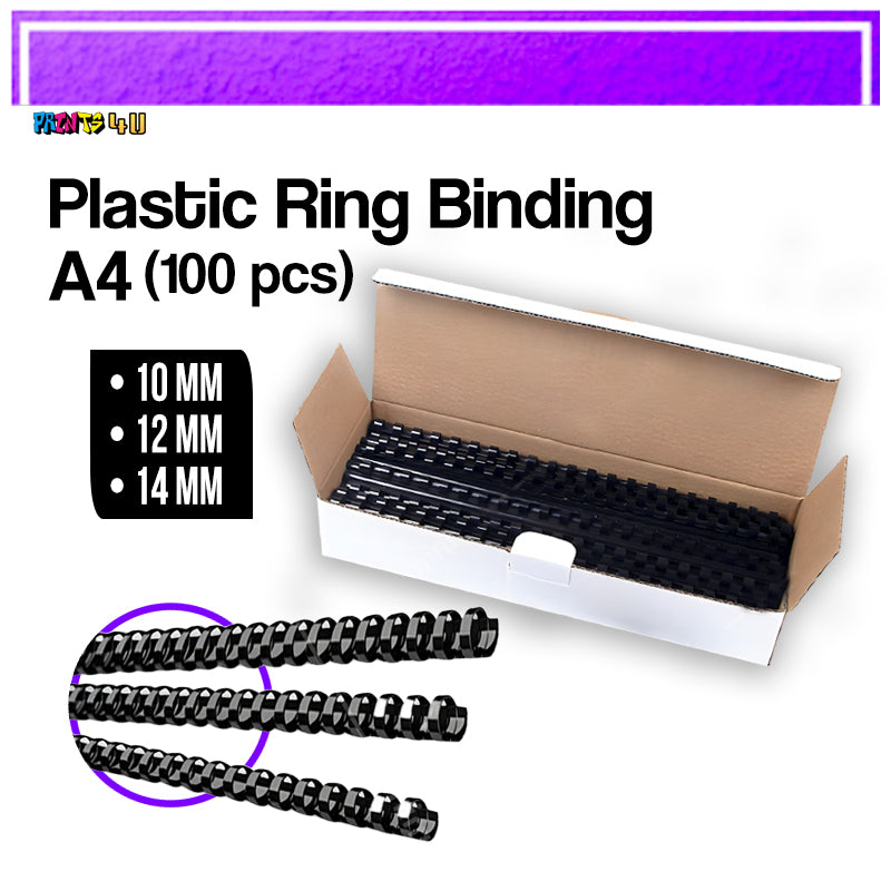 Plastic Ring Binding Black A4 Size Spring Binder 100pcs Per Pack 10 Mm
